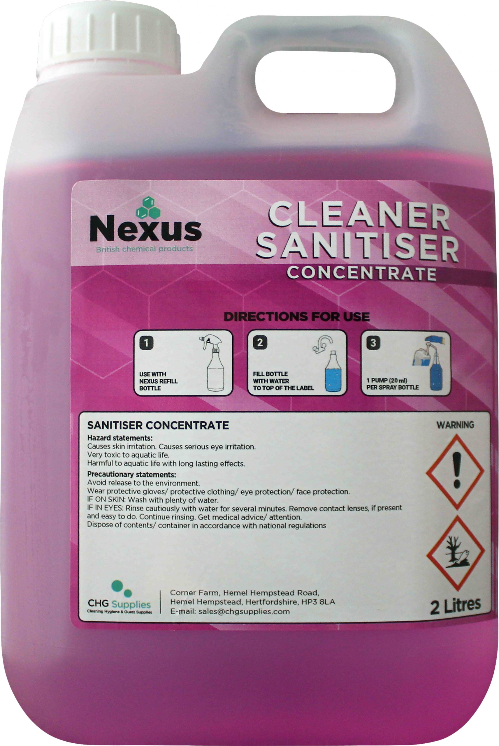 Nexus Cleaner Sanitiser Concentrate 2x2litre - CHG Supplies