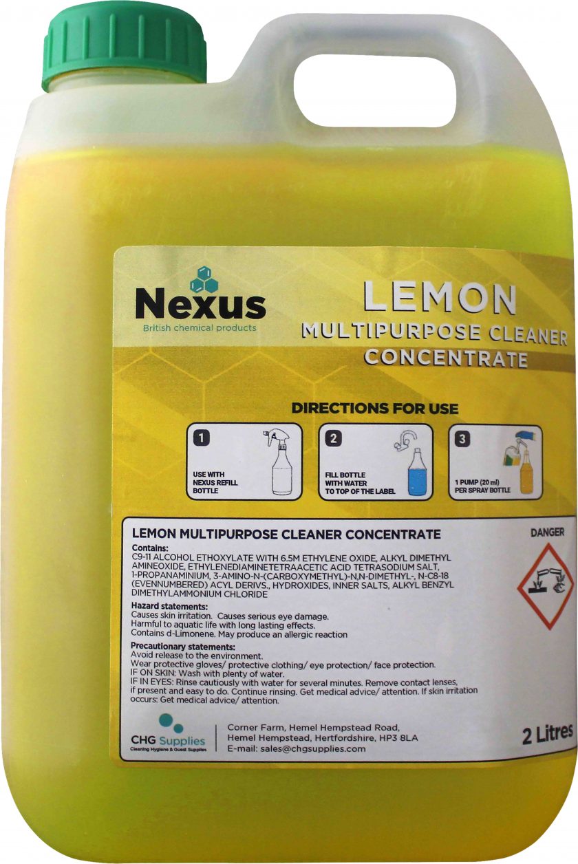 Nexus Lemon Multipurpose Cleaner Concentrate 2x2litre - CHG Supplies